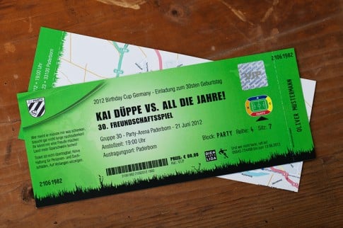 Fussball-Ticket als Einladungskarte - ausgefallene Einladungskarten